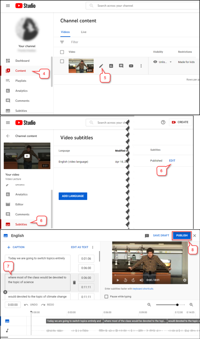 How to Edit Subtitles/Captions on YouTube Video – Instruction @ UH