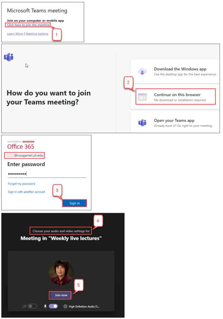 How to Join a MS Team meeting – Student Guide – Instruction @ UH