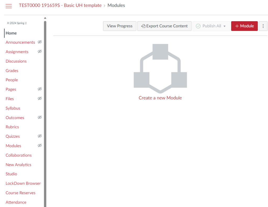 New Course Template – Instruction @ UH